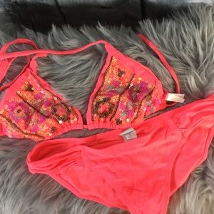 Hot Water | Swim | Hot Pink Triangle Embellished Bikini | Poshmark